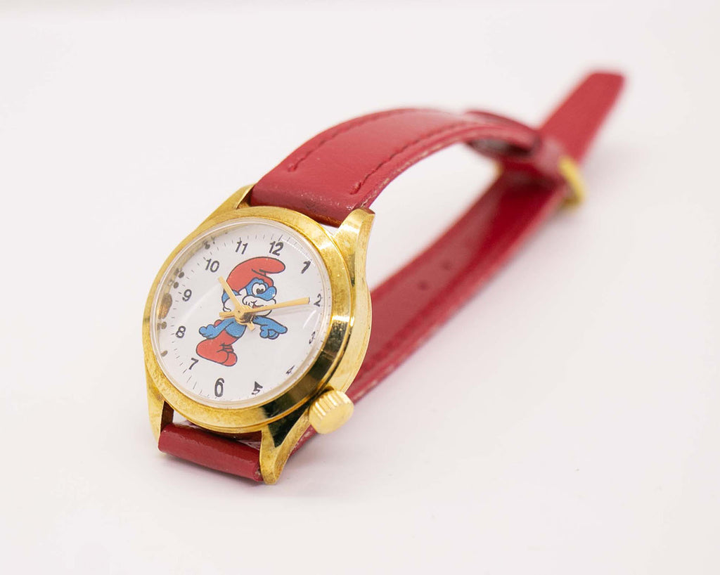 80s RARE Ladies Gold-tone Smurf Watch Vintage | The Smurfs Watch ...