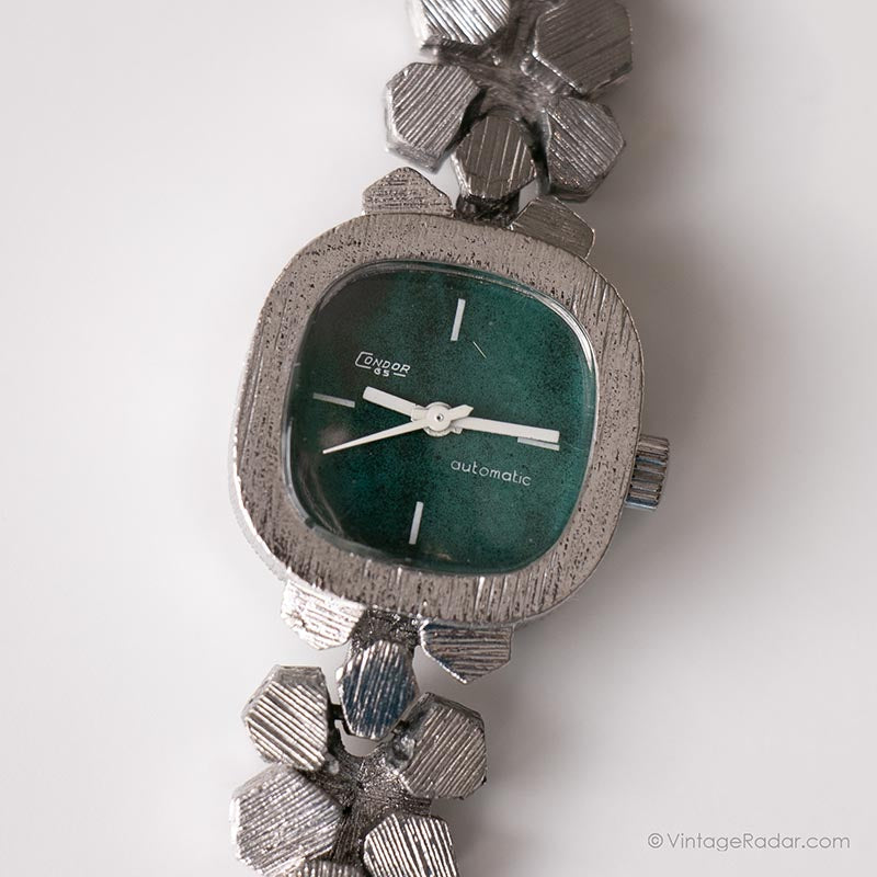 Vintage Condor Automatic Watch | Emerald-Green Dial Watch for Ladies ...