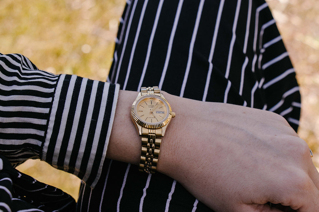 Gold Stainless Steel Citizen 600G-R00421 Watch | Rolex Homage Watch ...