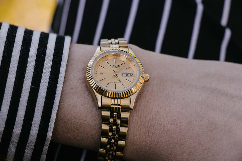 Gold Stainless Steel Citizen 600G-R00421 Watch | Rolex Homage Watch ...