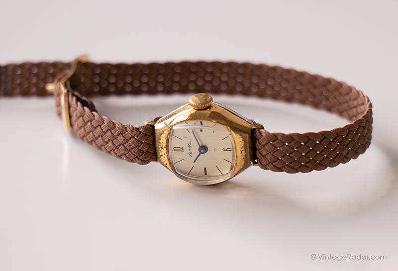 Vintage Zentra Mechanical Watch for Ladies | Tiny Gold-tone Watch ...