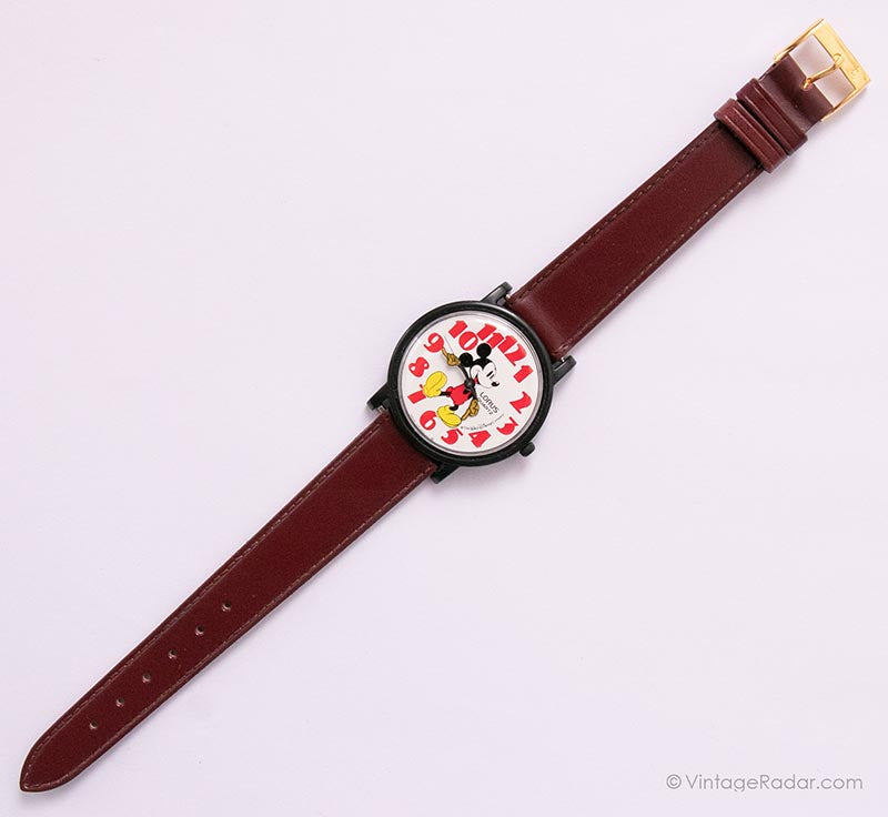 Vintage Black Lorus Mickey Mouse Watch | 90s Disney Quartz Watch ...