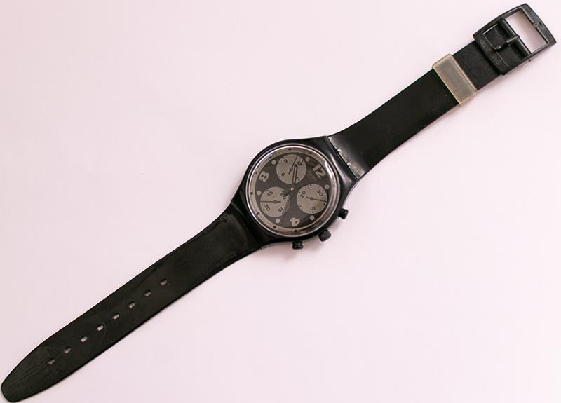 MOON SHADOW SCB110 Vintage Swatch Watch | Black Luxury Chronograph ...