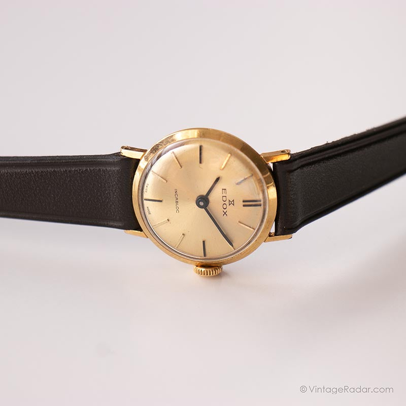 EDOX Gold-tone Incabloc Swiss Movement Vintage Mechanical Watch ...