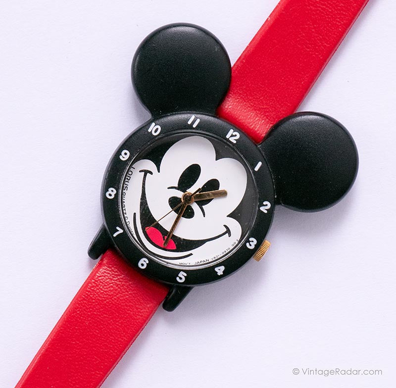 Black Lorus Mickey Mouse Shaped Watch for Kids or Small Wrist Sizes ...