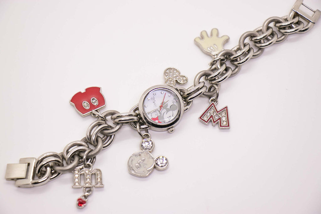 Silver-tone Ladies' Mickey Mouse Watch with Disney Bracelet Charms ...