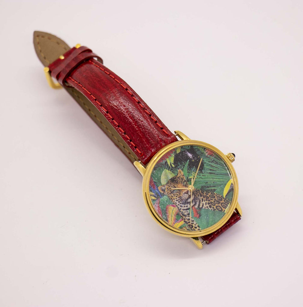 Tropical Jungle Jaguar Watch | Vintage Forest Gold-tone Quartz Watch ...