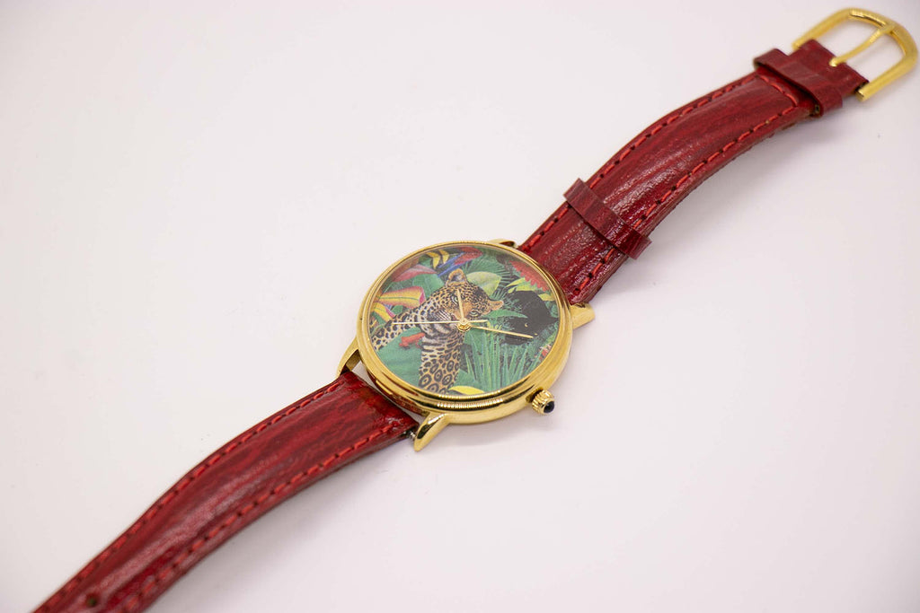 Tropical Jungle Jaguar Watch | Vintage Forest Gold-tone Quartz Watch ...