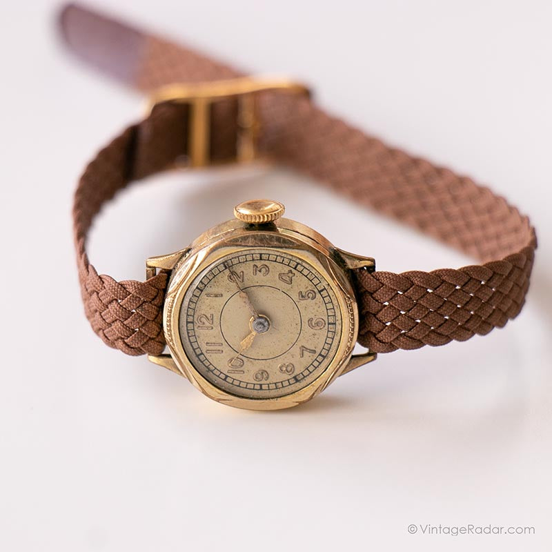 RARE 1960s Vintage Gold-Plated Women's German Watch with Yellow Dial ...