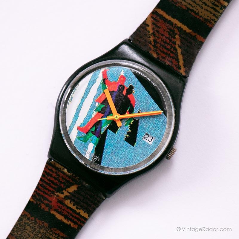 Vintage 1989 Swatch GB410 TAXI STOP Watch | 80s Swatch Originals Gent ...
