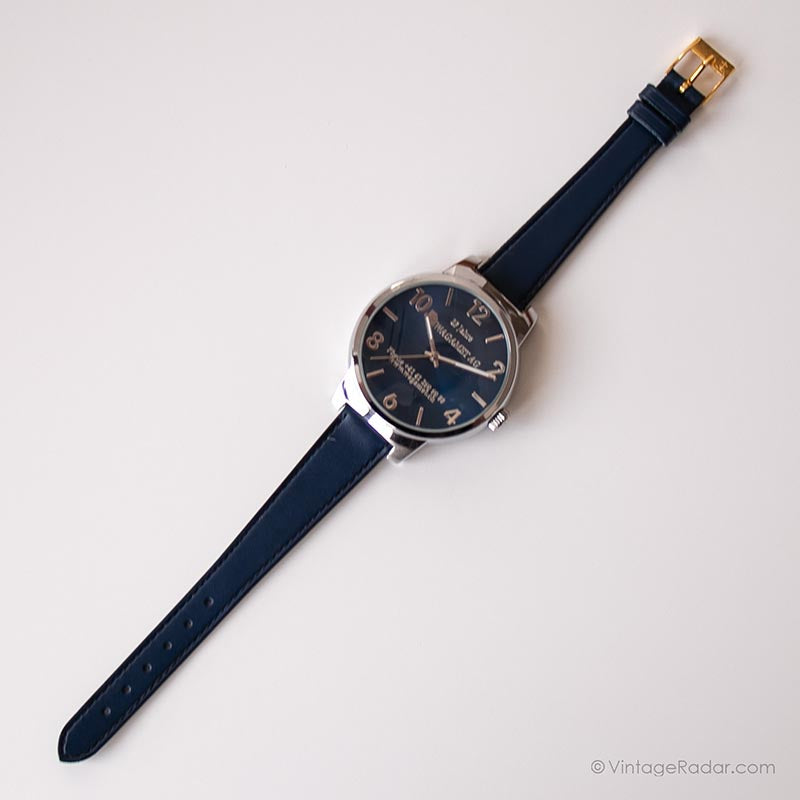 Vintage Elegant Blue Dial Watch | Silver-tone Analog Wristwatch ...