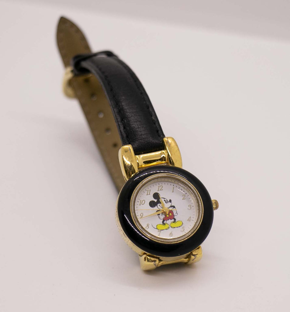 Black and Gold Fashion Mickey Mouse Watch for Women Vintage – Vintage Radar