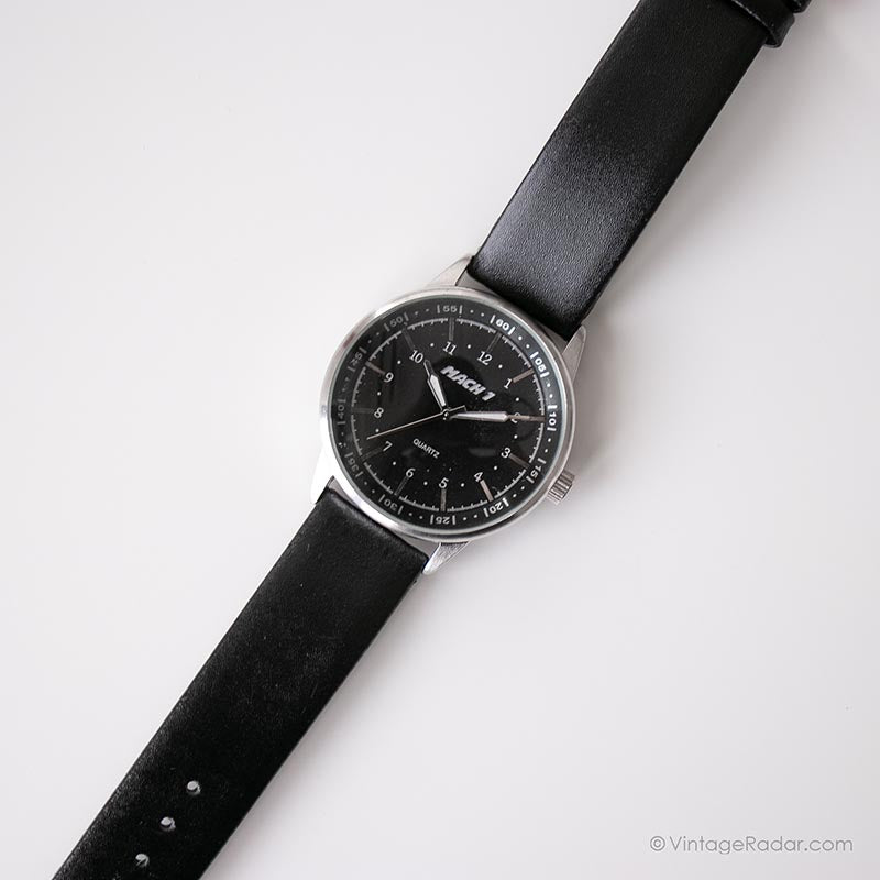 Vintage Mach 1 Wristwatch for Men | 90s Black Dial Watch – Vintage Radar