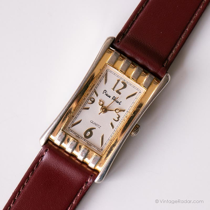 Vintage Pierre Nicol Watch for Her | Rectangular Gold-tone Watch ...