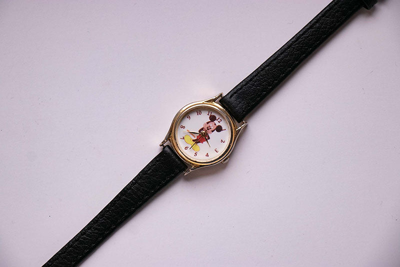 Small Cute Mickey Mouse Vintage Disney Watch 23mm Gold Tone Case ...