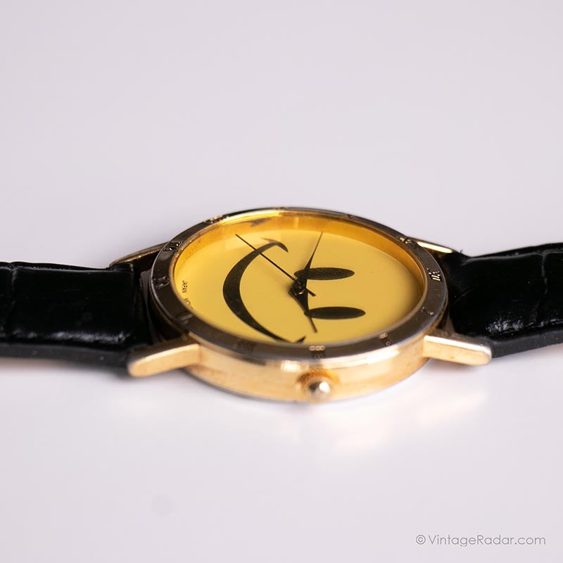 Vintage Smiley Face Watch | Yellow Dial Japan Quartz Watch – Vintage Radar