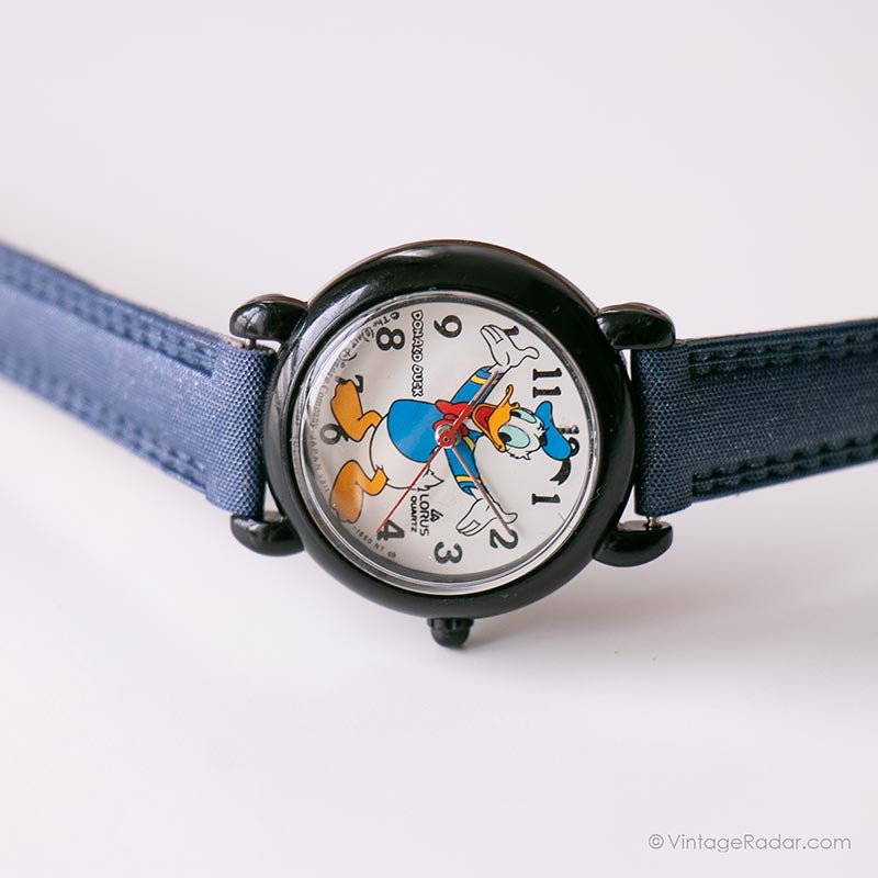 Vintage Donald Duck Watch by Lorus | Black Disney Watch for Her ...
