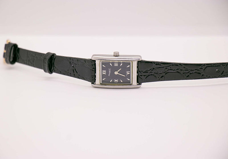 Vintage Regent Rectangular Stainless Steel Watch with Blue Dial ...