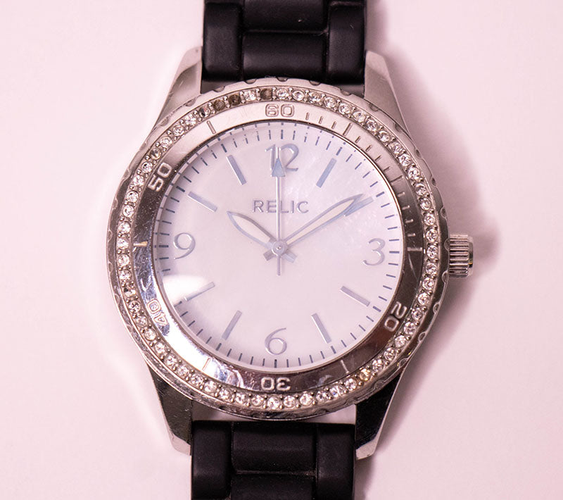 Silver-tone Relic by Fossil Quartz Watch with Gemstones Vintage ...