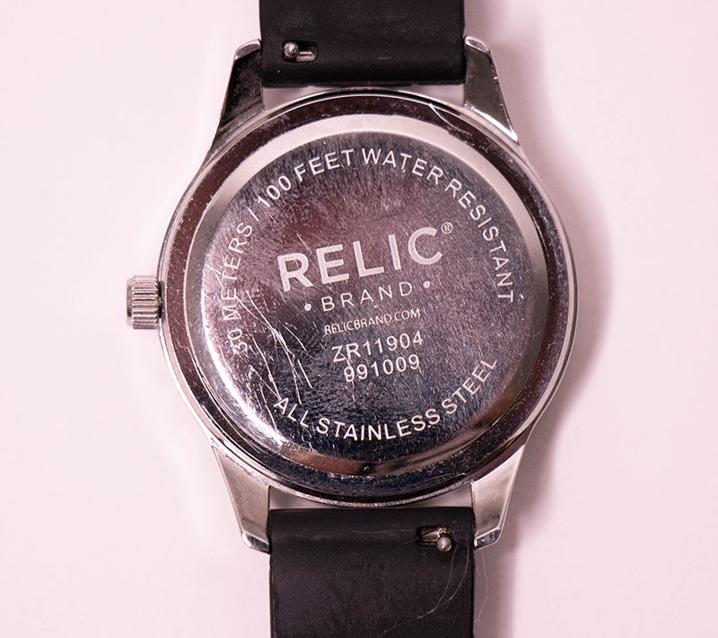 Silver-tone Relic by Fossil Quartz Watch with Gemstones Vintage ...