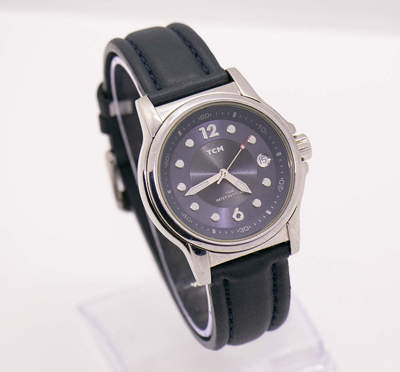 TCM Blue Dial 100m Water-resistant Dive Watch | Silver-tone Date Watch ...