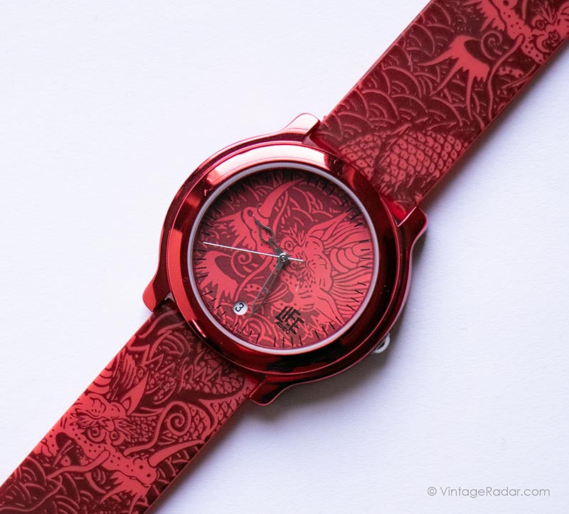 Vintage Red Dragon Adec Watch | 35-mm Adec by Citizen Quartz Watch ...