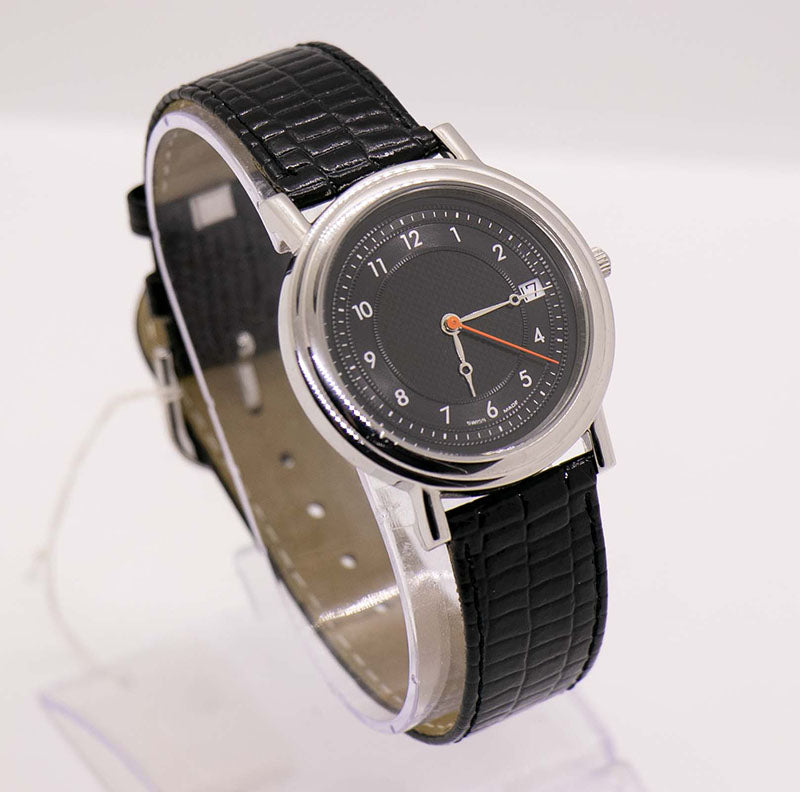 Minimalist Black Dial Alcatel Swiss-made Stainless Steel Date Watch ...