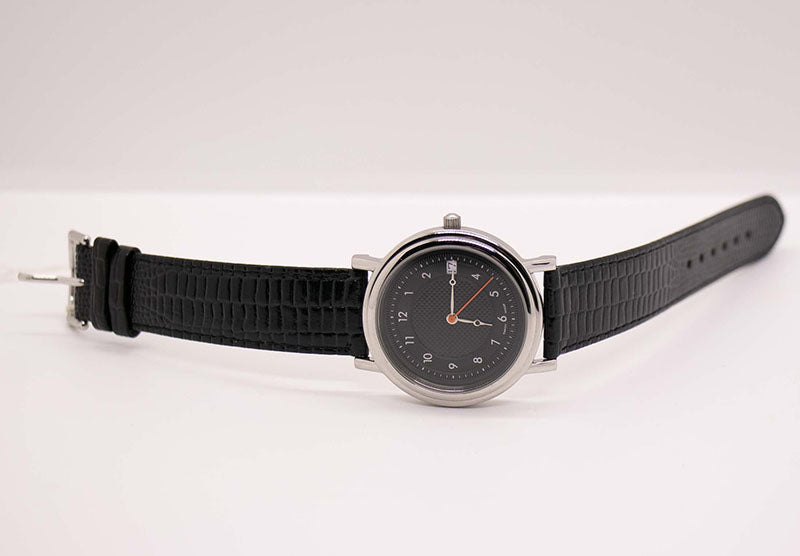 Minimalist Black Dial Alcatel Swiss-made Stainless Steel Date Watch ...