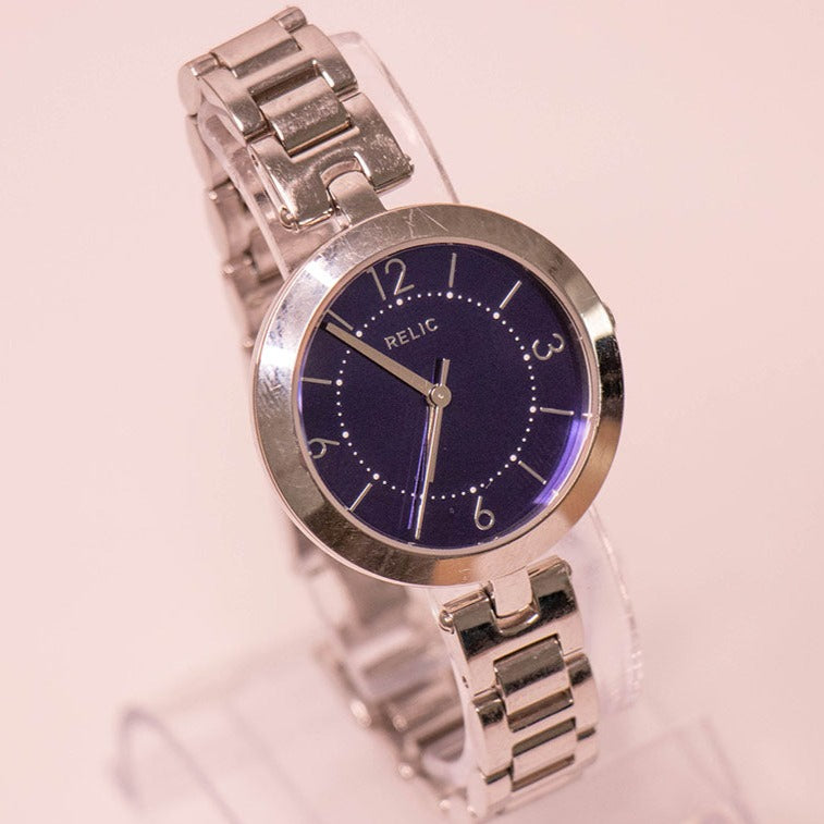 Navy Blue Dial Silver-tone Relic by Fossil Watch for Women Vintage ...