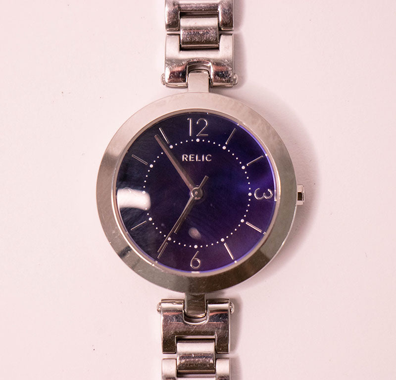 Navy Blue Dial Silver-tone Relic by Fossil Watch for Women Vintage ...