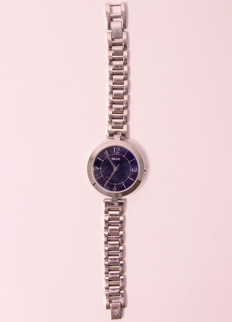 Navy Blue Dial Silver-tone Relic by Fossil Watch for Women Vintage ...