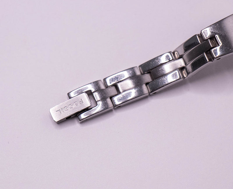 Blue-dial Rectangular Fossil F2 Watch for Women | Vintage Dress Watch ...