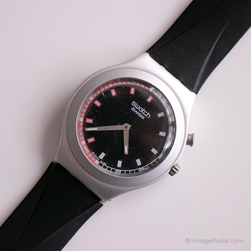 Vintage 2002 Swatch YGS9007 OBSCURITY Watch | Black Swatch Irony Big ...