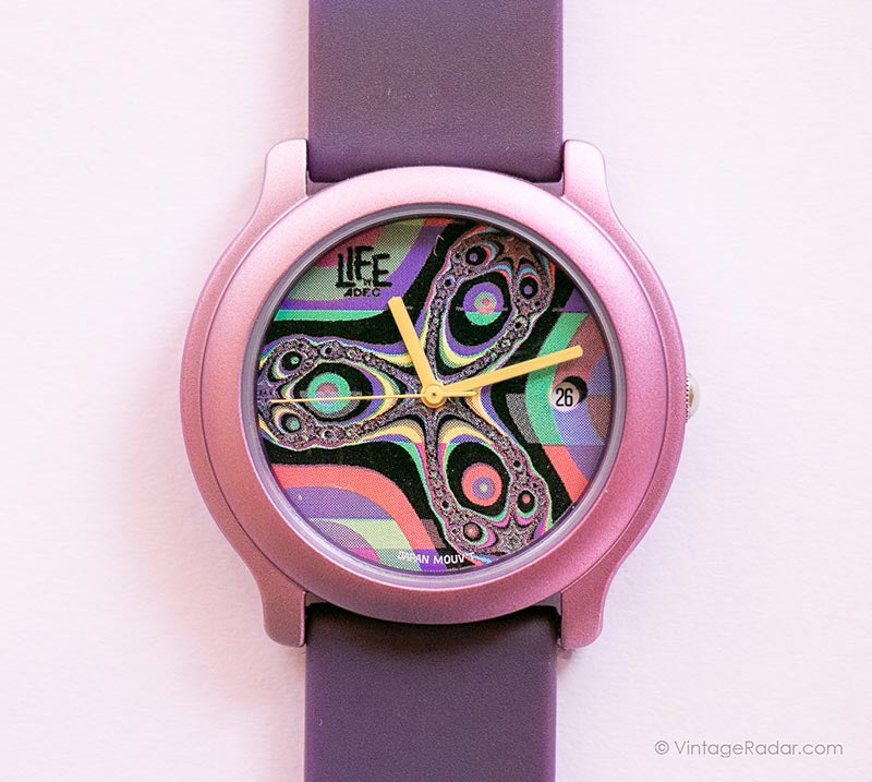 Vintage Purple Adec Watch for Women | Colorful Citizen Quartz Watch ...