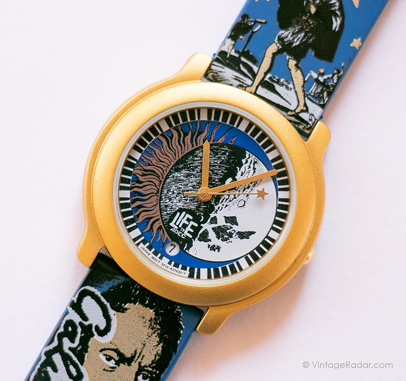 Vintage Gold-tone Life by Adec Watch | Sun and Moon Quartz Watch ...
