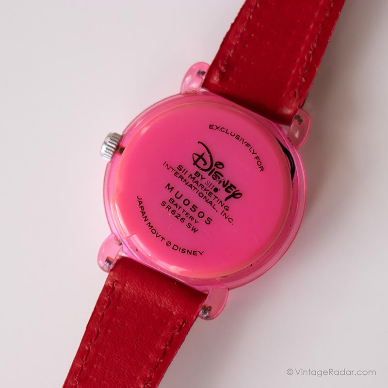 Vintage Pink Minnie Mouse Watch by Seiko | Red Strap Disney Watch ...