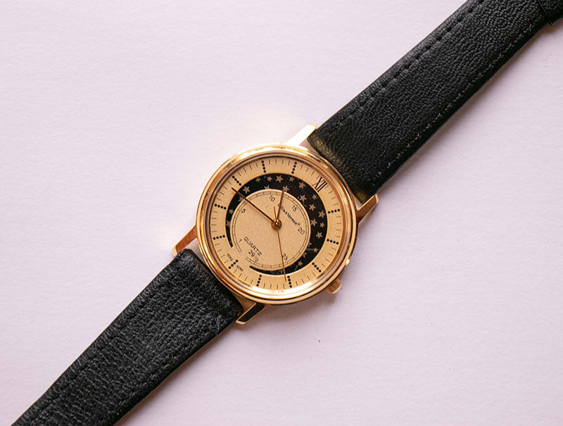 Vintage Lillian Vernon Moon Phase Quartz Watch | Gold-tone Lunar Watch ...