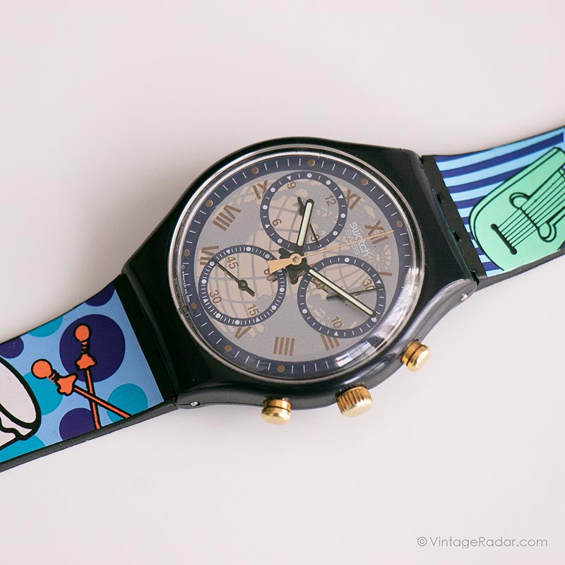 Vintage 1991 Swatch SCN104 TIMELESS ZONE Watch | 90s Swatch Chrono ...