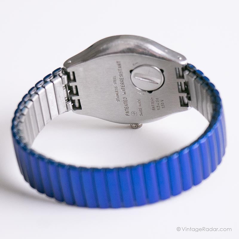 1993 Swatch YGS400G HAPPY JOE FLIP Watch | 90s Blue Irony Big Swatch – Vintage Radar