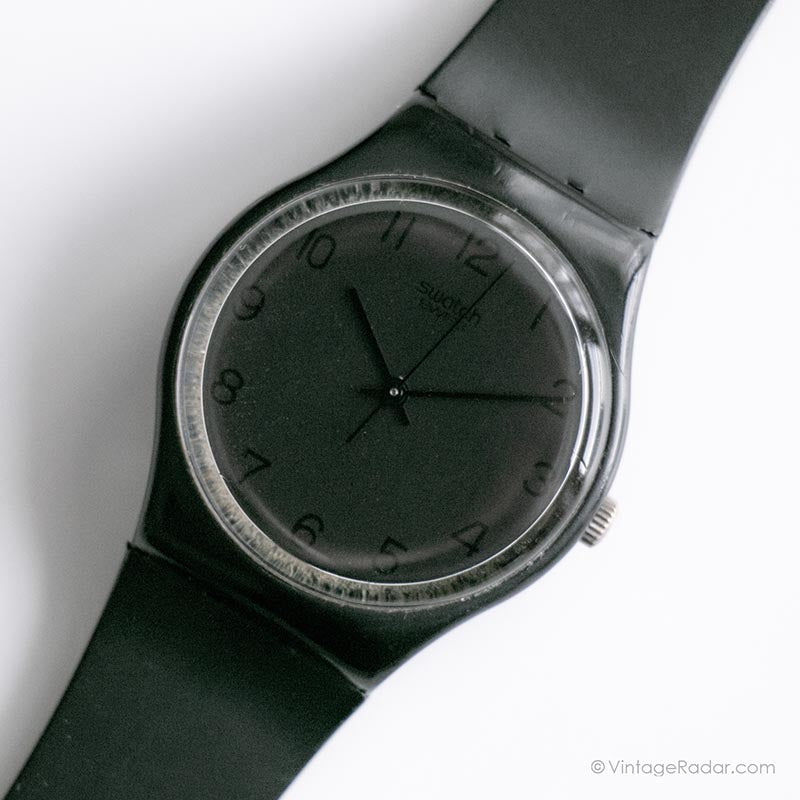 RARE 1985 Swatch GB105 BLACKOUT Watch | Black Vintage Swatch Gent ...