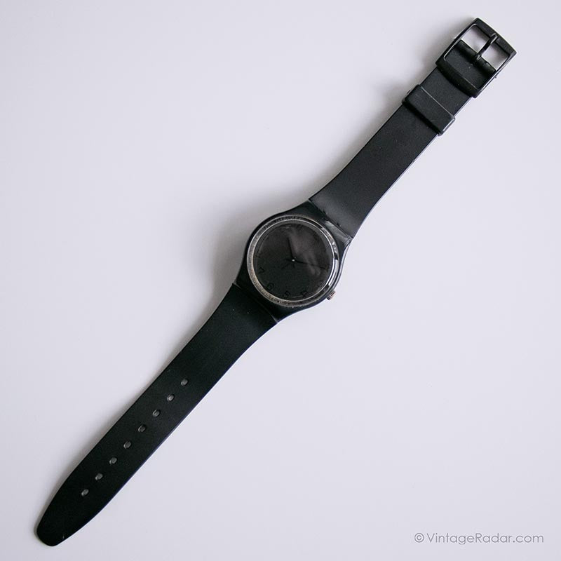 RARE 1985 Swatch GB105 BLACKOUT Watch | Black Vintage Swatch Gent ...