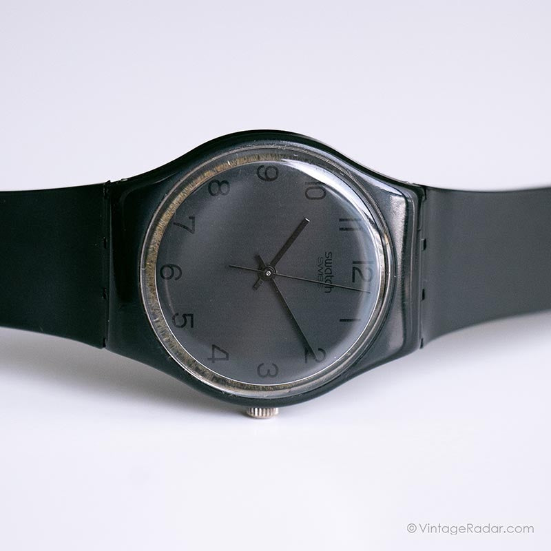 RARE 1985 Swatch GB105 BLACKOUT Watch | Black Vintage Swatch Gent ...