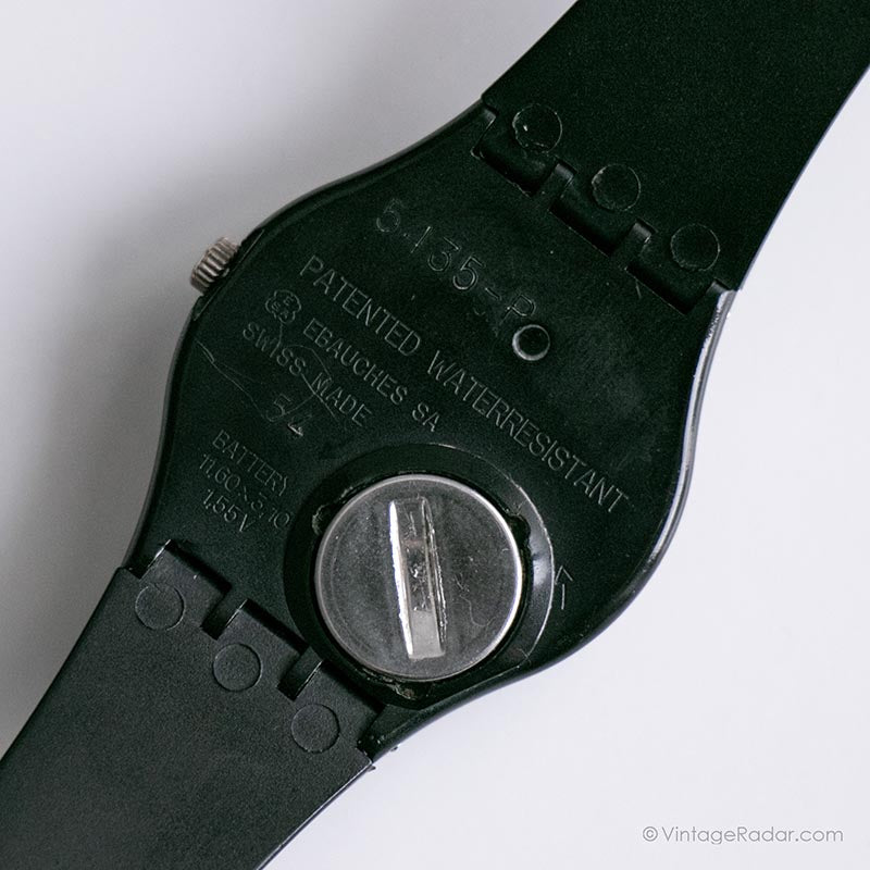 RARE 1985 Swatch GB105 BLACKOUT Watch | Black Vintage Swatch Gent ...