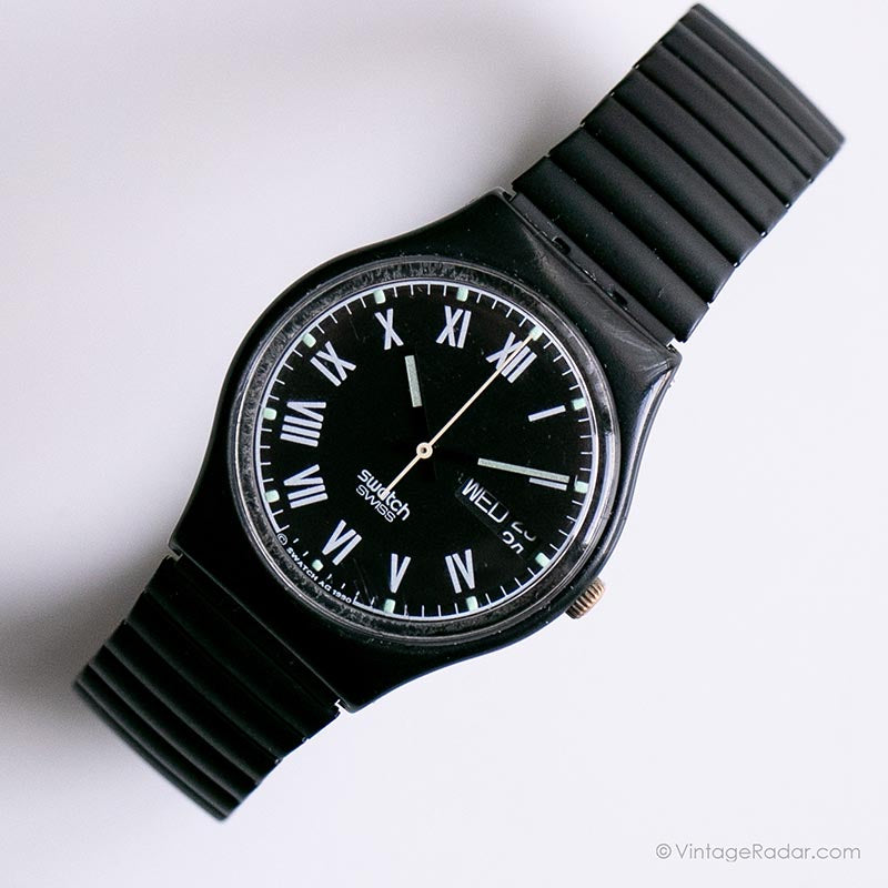 1990 Swatch GB722 NERO Watch | Vintage Black Date Swatch Watch ...