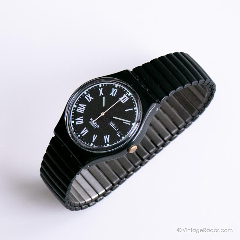 1990 Swatch GB722 NERO Watch | Vintage Black Date Swatch Watch ...