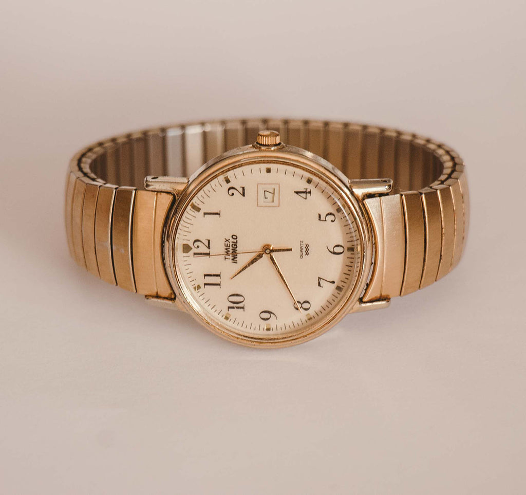 Vintage 1990s Gold Timex Indiglo Date Watch | 90s Elegant Timex Watch ...