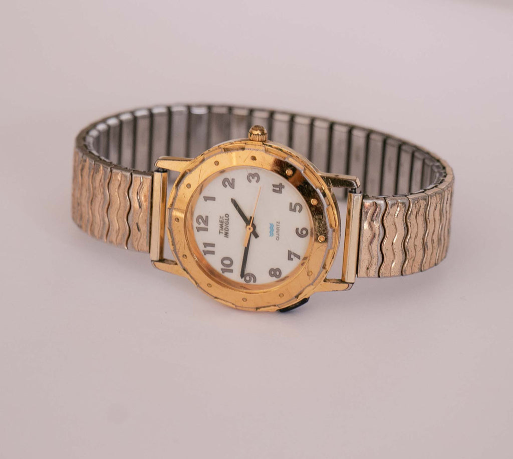 Vintage Timex Indiglo Classic Watch | 90s Gold Tone Timex Watch ...