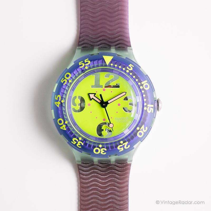 1991 Swatch SDN103 SPRAY UP Watch | Vintage Green Swatch Scuba ...
