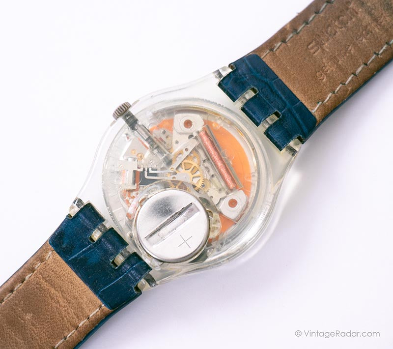 Vintage BLUE LACQUER GK713 Swatch Watch | Day Date Swatch Gent ...