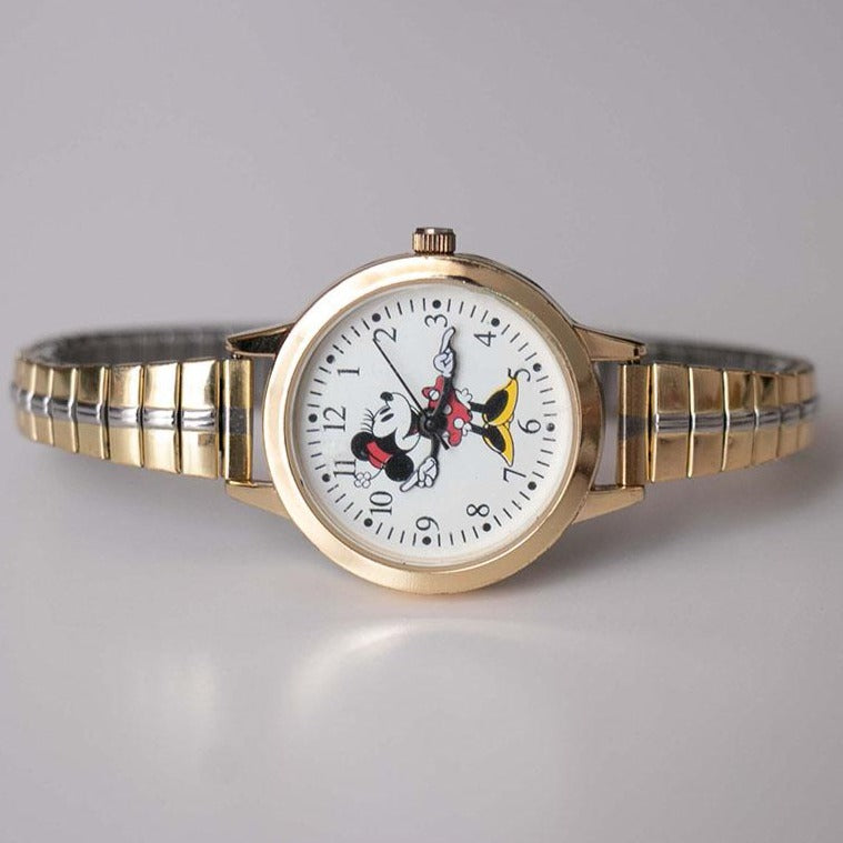 Gold-tone Vintage Minnie Mouse Watch for Women by Accutime Watch Corp ...